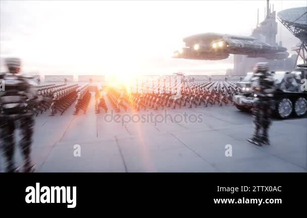 invasion of military robots. Dramatic apocalypse super realistic ...