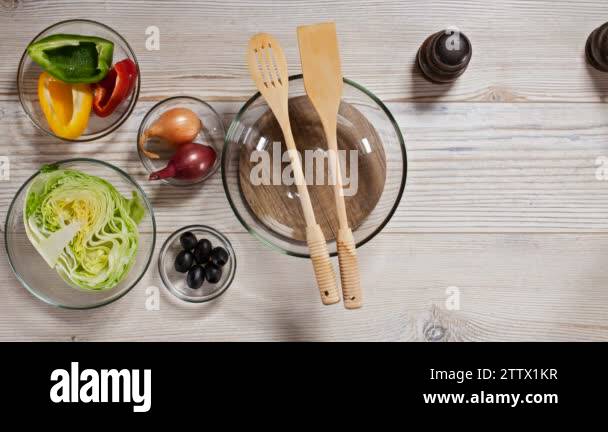 Stop frame of preparing and transformation different ingredients for ...