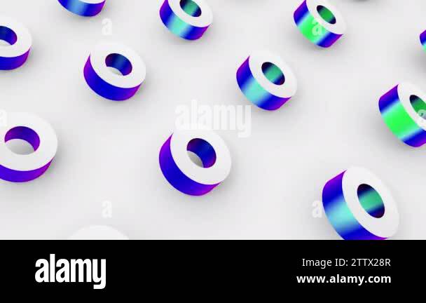 Set different holographic colors 3d shapes rotating. 4k seamless loop ...