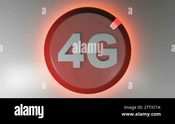 4G red circle icon with rotating light cursor - 3D rendering animation ...