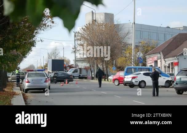 Police Traffic Officers or cops are works on a traffic collision ...