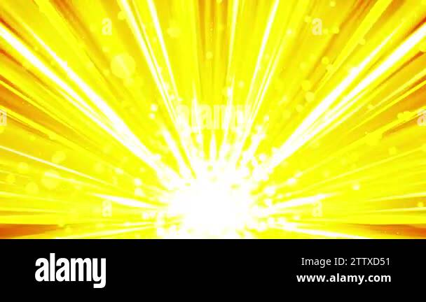 Cartoon beam animation. Shiny sun background. Sunburst rays in heaven. Abstract loop design ...