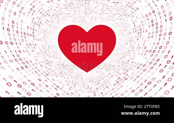 Red heart icon form red binary tunnel on white background. Seamless loop. More icons and color ...