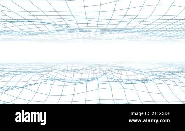 Abstract blue flowing 3D grid on white background. Seamless loop. 4K ...