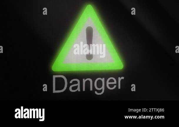 Animation extrusion of symbol of danger. Sign of skull, sign of nuclear ...