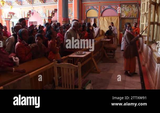 Ayodhya, India - Circa March 2019. Devotees visited Dashrath Mahal ...