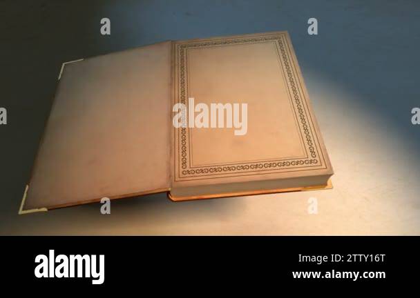 Animation of a book that springs open, turns several pages and works as ...