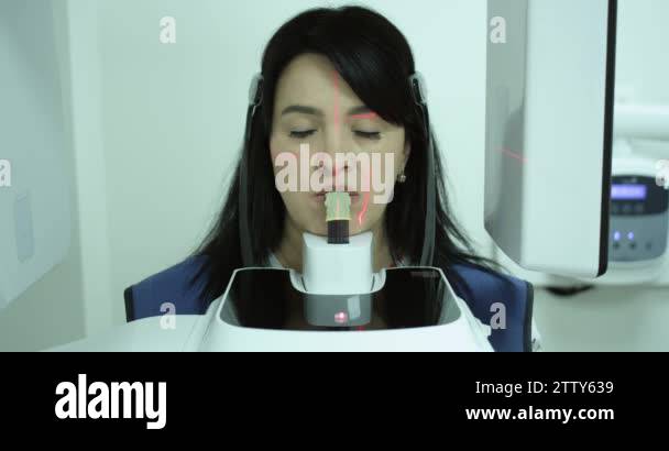 Smiling patient woman making dental X-ray examinations Stock Video ...