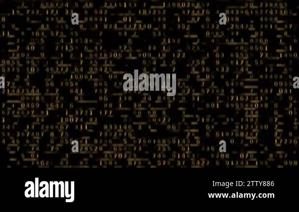 Abstract digital background with moving gold numbers and flickering ...