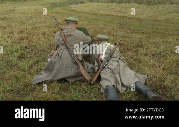 Russian Russian machine gun crew consisting of two soldiers of the old ...