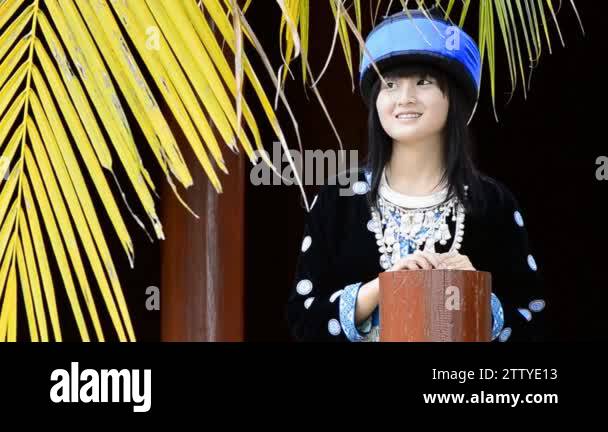 Cute asian girl in beautiful hill tribe (HMONG) costume of northern ...