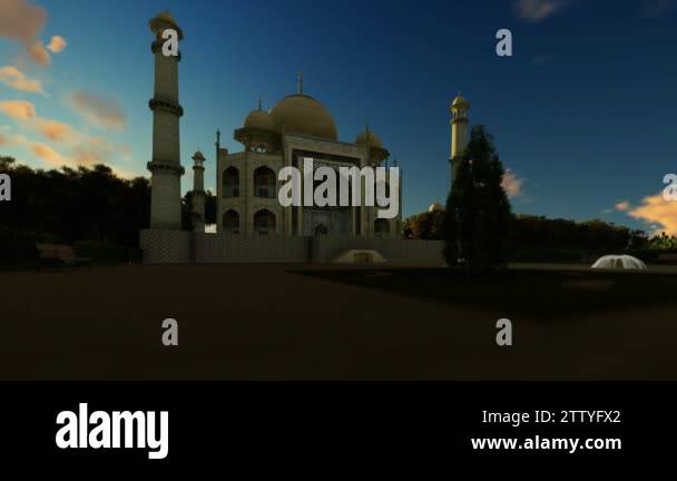 Taj Mahal front view, camera panning left to right, 4K Stock Video ...