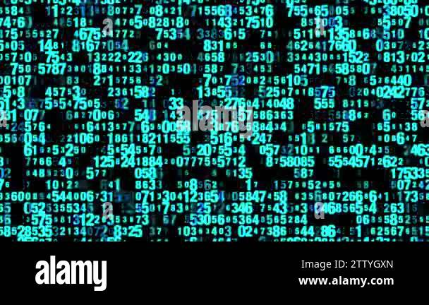 Technology background with digital Numbers Blinking in 3D Layers and ...