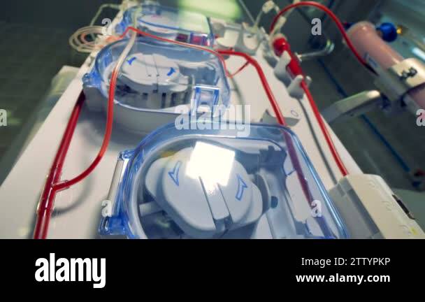 Modern dialysis machines making blood purification. Patient during ...
