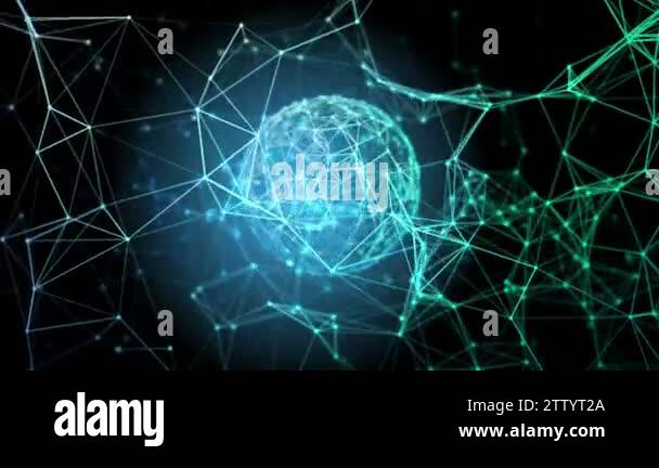 Stylish abstract engineering, technology and science motion background. Plexus style dynamic ...