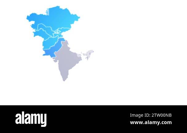 Asia Continent Map Showing Up Intro By Regions/ 4k animated asia map ...