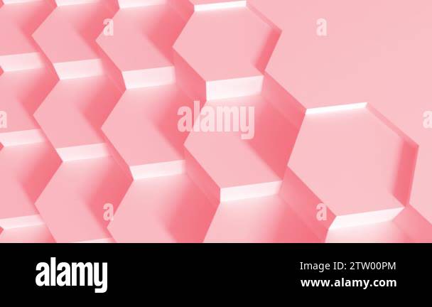 Abstract 3D shapes hexagon wall animation in set of different pastel colors. 4K render animation ...