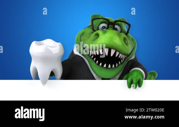 dinosaur, cartoon character holding tooth - 3D animation Stock Video ...