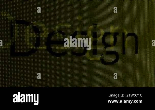 Retro digital font Design word text on old tv lcd glitch interference ...