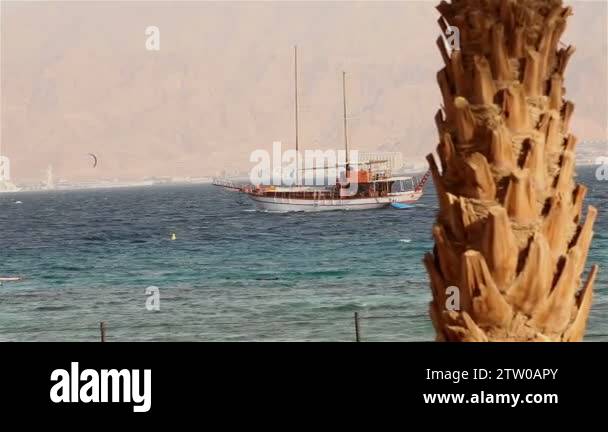 Sailing ship floats in the sea, sailing yacht, sea walk on a sailing ...