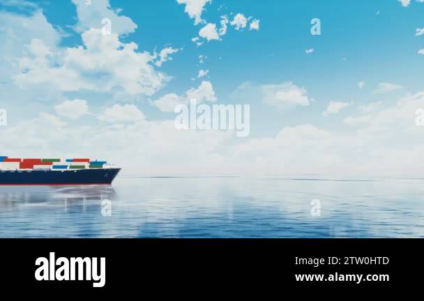 Side view of a big brandless cargo container ship full of various ...