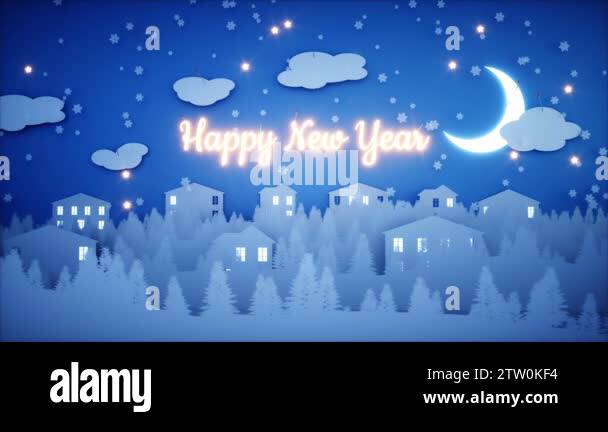 New Year paper flat animation. Happy new year and xmas background ...