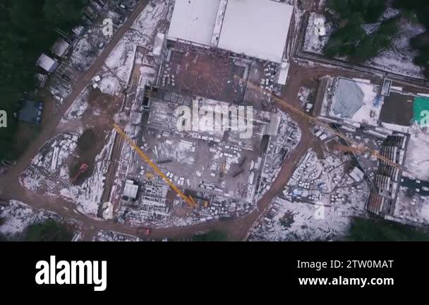 Top view see the construction site of Reinforced concrete high-rise ...