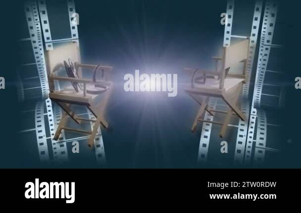 abstract motion background of a directors chair spinning with film ...
