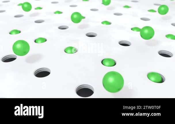 Abstract gold background 3D shapes balls flying in holes. 4K animation ...