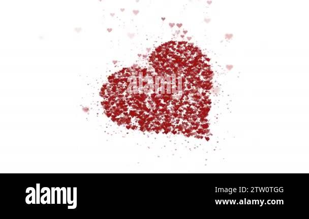Red heart is isolated on white background. Accumulation of little ...