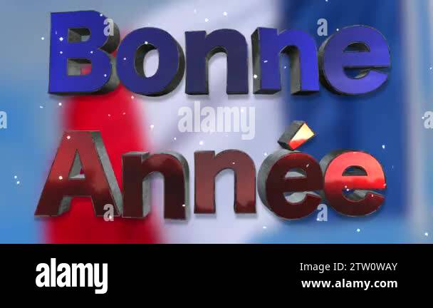 Happy New Year 3D Text Looping Animation in French Language - Bonne ...