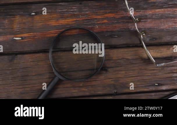 Crane lift, top view modern wooden desk work table with magnifying ...