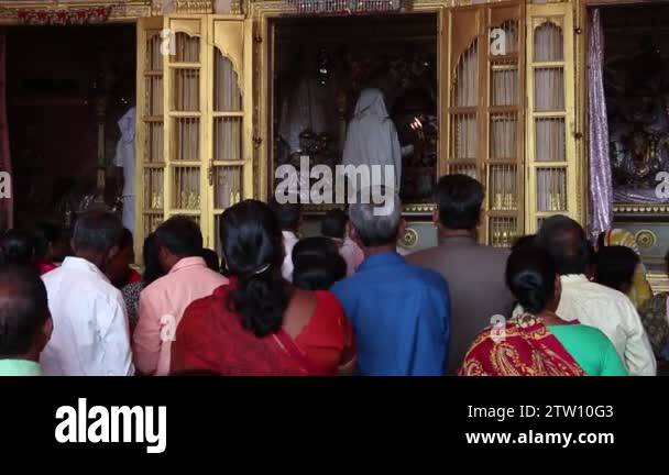 Ayodhya, India - Circa March 2019. Devotees visited Dashrath Mahal ...