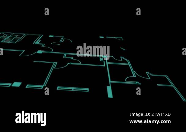 abstract architecture background: blueprint house plan and wire frame ...