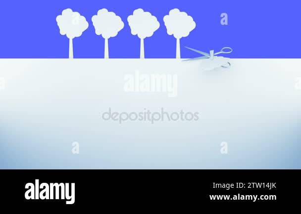 deforestation. Paper forest destruction of metal scissors. Creative ...