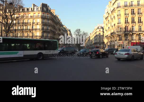 PARIS, FRANCE - circa 2017:The intersection of street Raspail with Sevres and Babylone,with ...