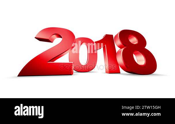 2018 Text Impact (with Matte). Red "2018" numbers falling on the ground ...