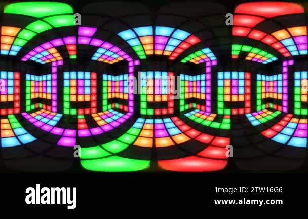 360 VR Colorful disco nightclub dance floor wall light grid background vj loop Stock Video ...