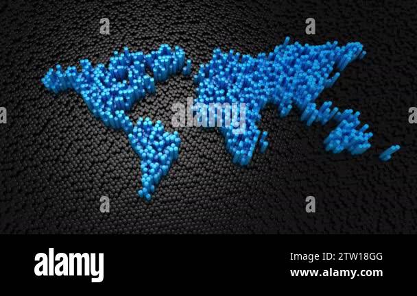 Cylinders Formed A World Map. Black background, 2 in 1, loop, created ...