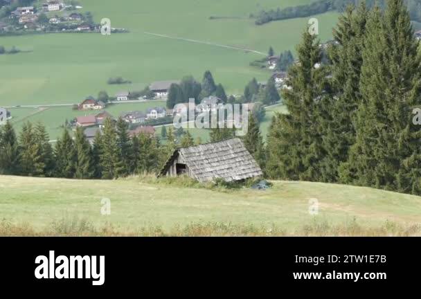 Cozy very old vintage wooden house in the Austrian Alps on a hill with ...