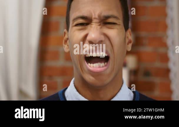 Angry African Man Screaming Loud, Shouting in Anger Stock Video Footage ...