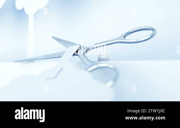 deforestation. Paper forest destruction of metal scissors. Creative ...