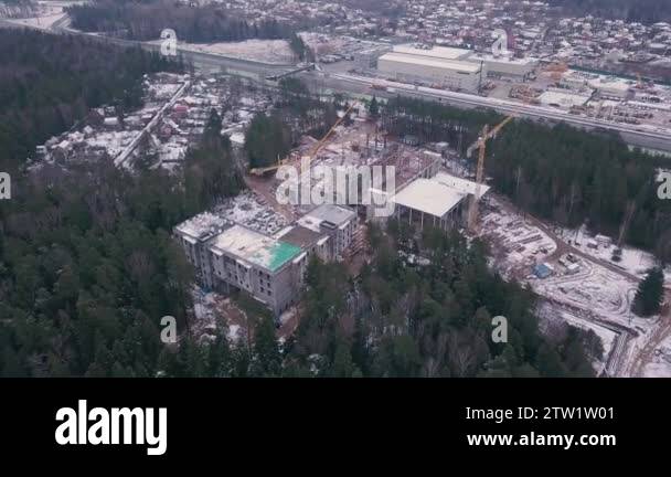 Top view see the construction site of Reinforced concrete high-rise ...