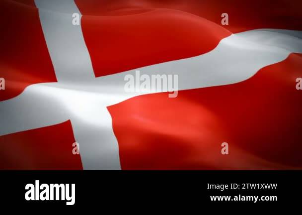 Denmark flag video waving in wind. Realistic Danish Flag background ...