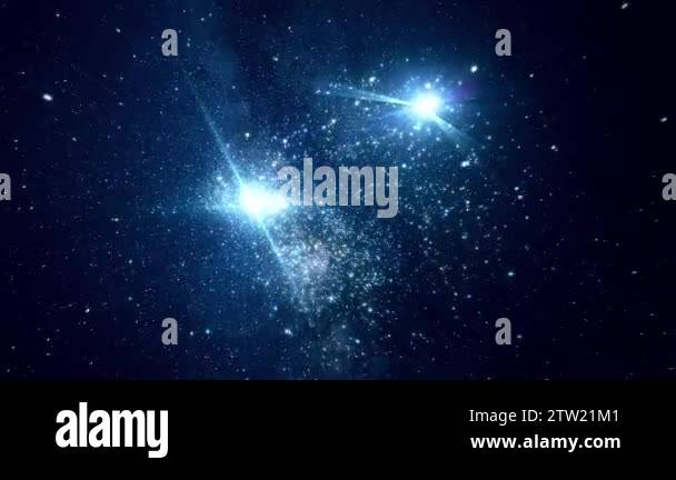 Abstract cosmic space with bright stars. Animation. Moving among bright ...