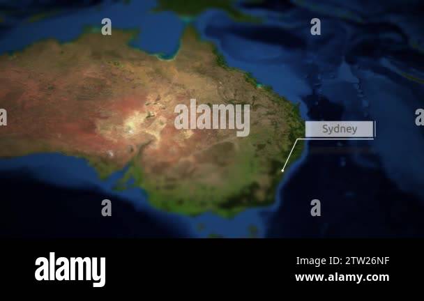 Camera pans over map of Australia with indicator - Sydney - image ...