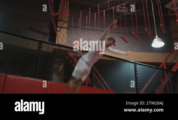 Acrobat gymnast jumping on trampoline Stock Videos & Footage - HD and ...