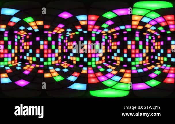 360 VR Colorful disco nightclub dance floor wall light grid background vj loop Stock Video ...