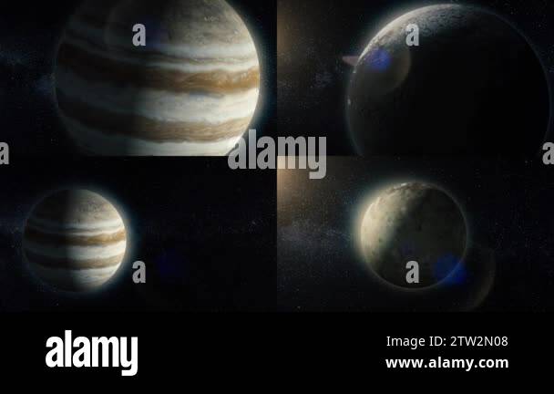 Set of animation planets and satellites of solar system. Clip ...