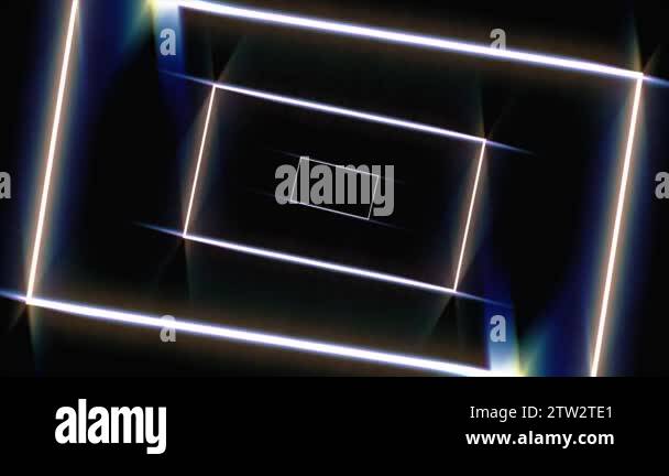 Abstract frame tunnel with lines and rectangles on black background ...